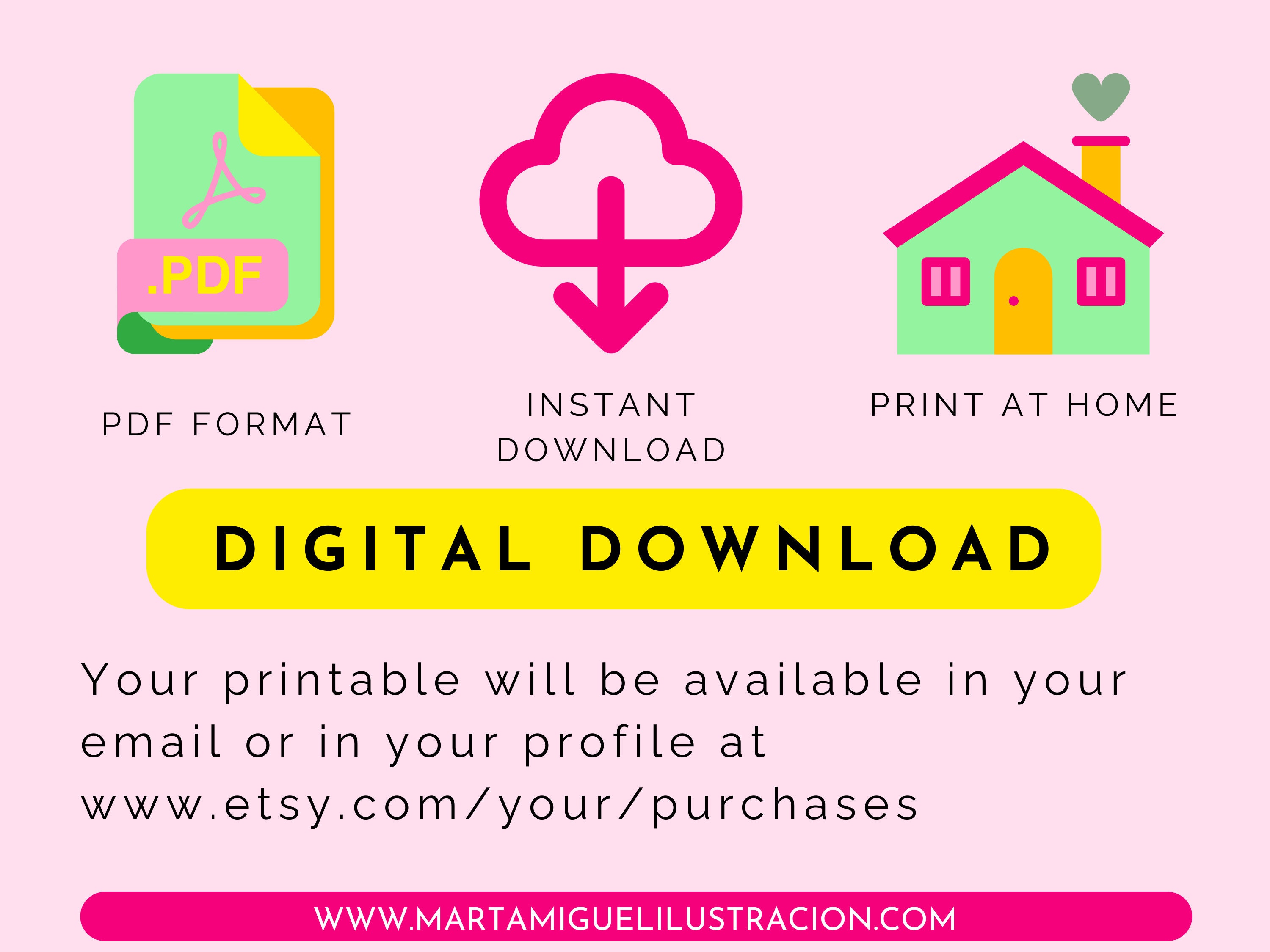 Printable Watercolor Illustrated 2024 One Page Calendar A4 & - Etsy