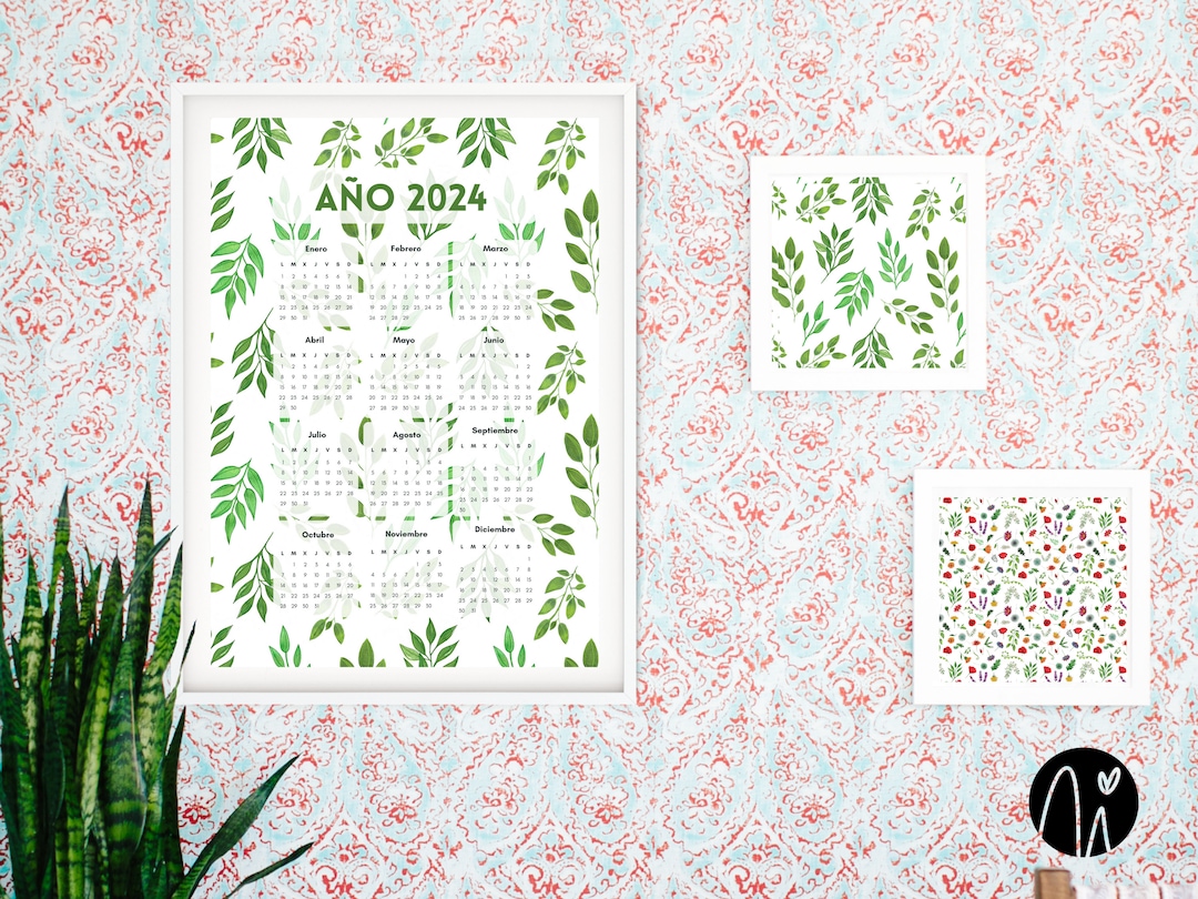 2024 One Page Calendar in Spanish Printable Wall 2024 - Etsy