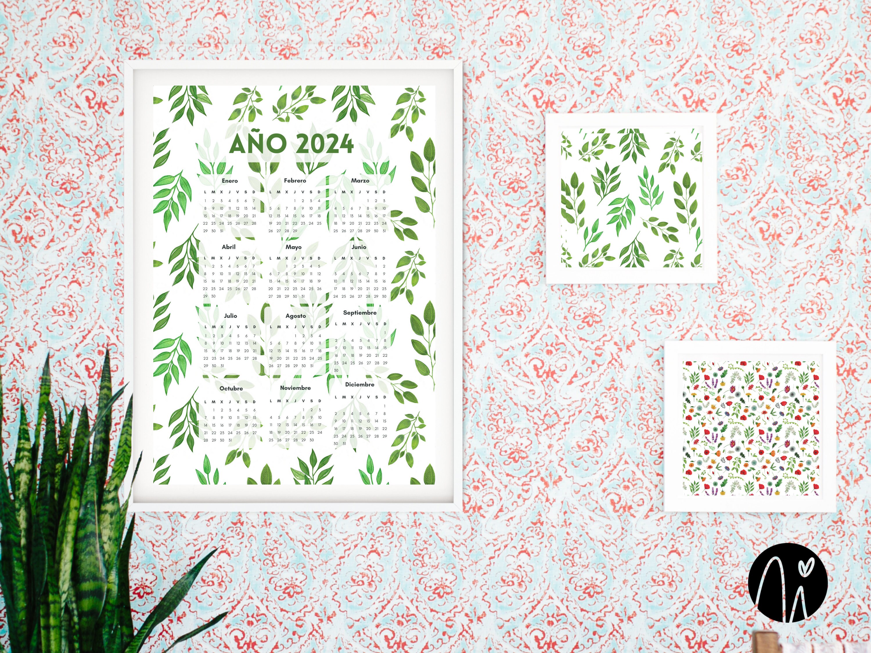 2024 One Page Calendar in Spanish Printable Wall 2024 - Etsy