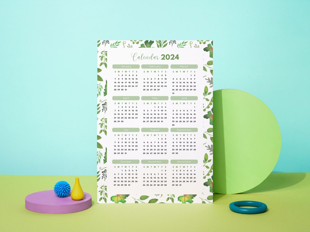 Printable 2024 Calendar Original Watercolor Illustrations One Page ...