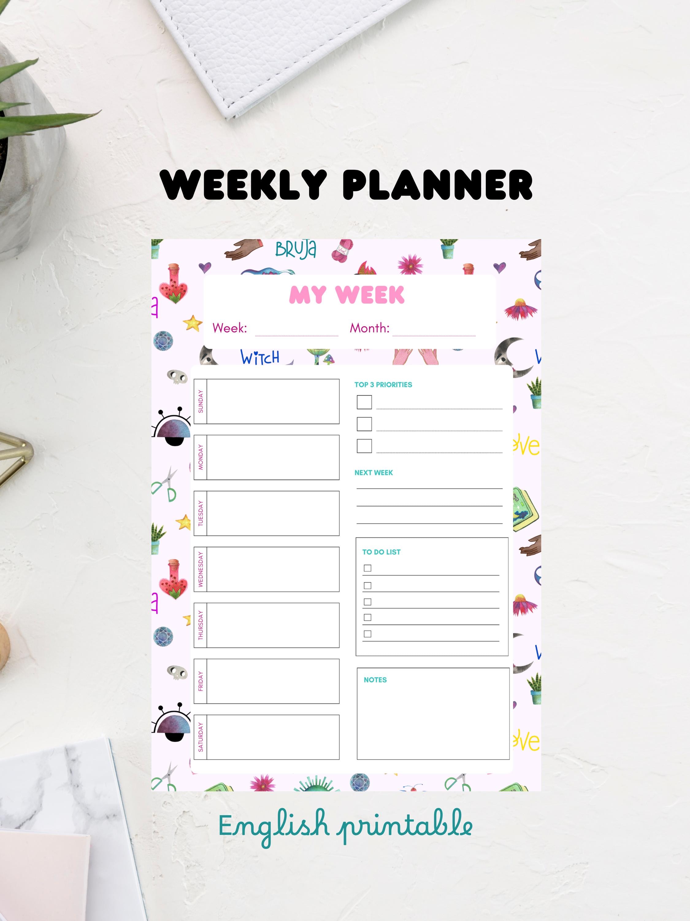 Weekly Planner Printable | Week at a Glance Planner | Two Layout Weekly ...