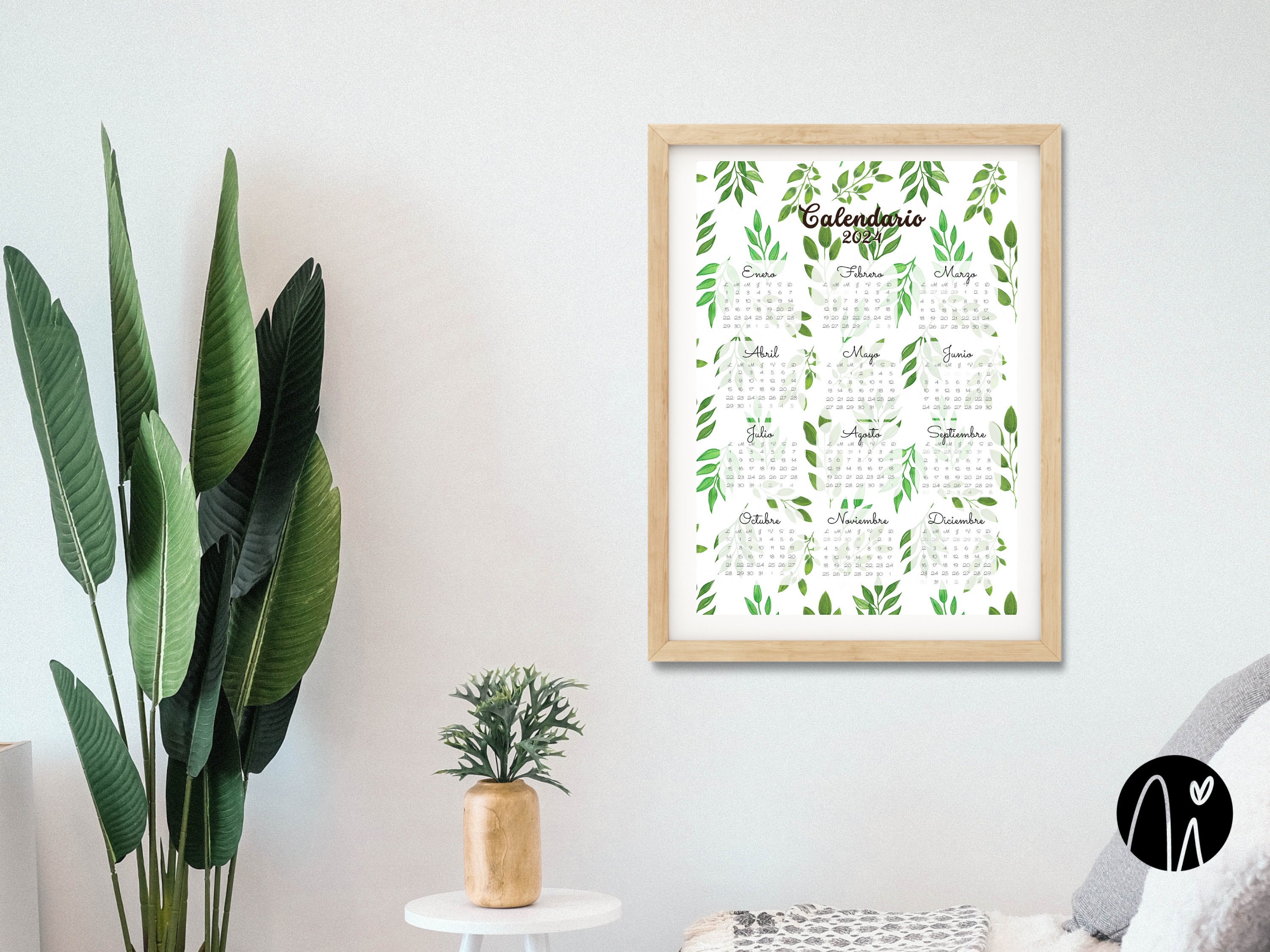 Printable Watercolor Illustrated 2024 One Page Calendar A4 & - Etsy