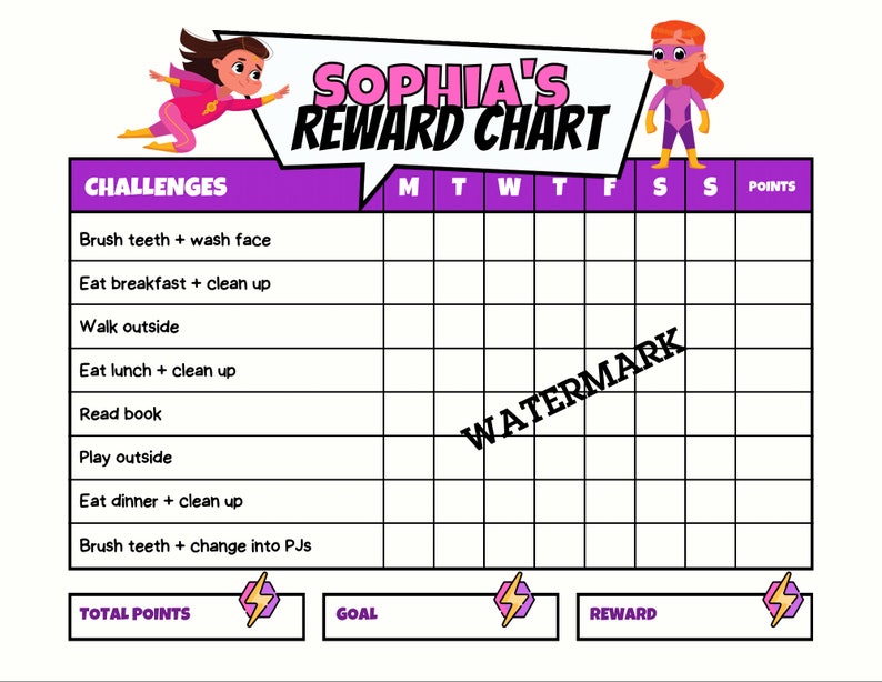 Personalised Reward Chart for Kids - Etsy