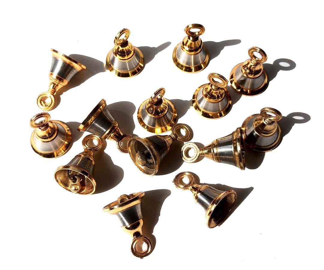 Brass Pooja Bells With J Hook, Silver & Gold Ornaments (set of 20) - Etsy