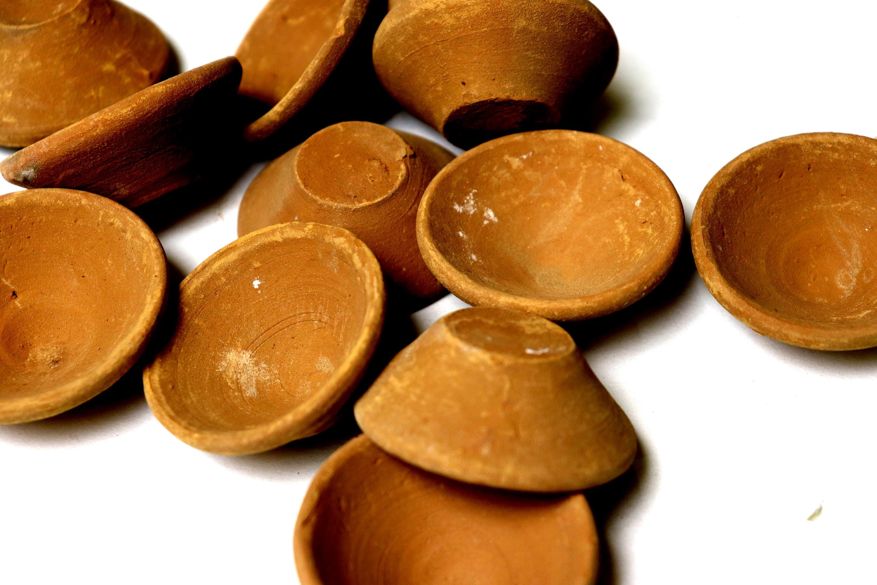 Set of 10 Mud Clay Diya Mitti Deepak Diwali Festival Decor Handmade ...
