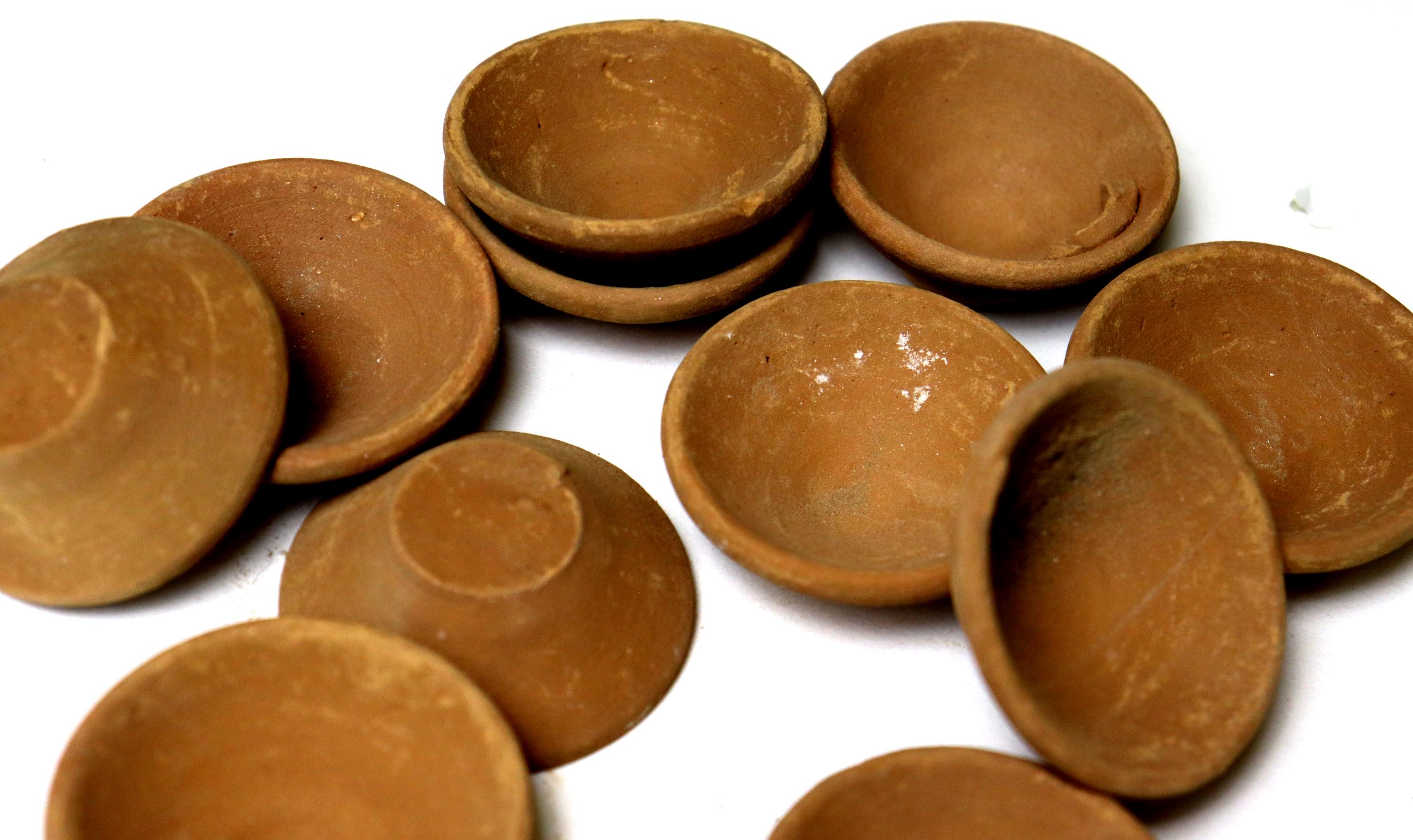 Set of 10 Mud Clay Diya Mitti Deepak Diwali Festival Decor Handmade ...