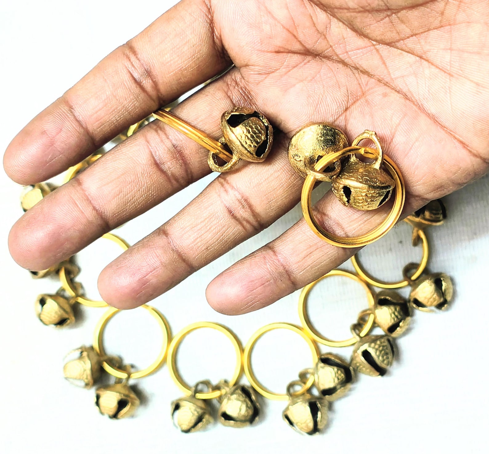 10 Ghungroo Finger Kadi Ring for Pooja, Kirtan, Temple Bells – Indian ...