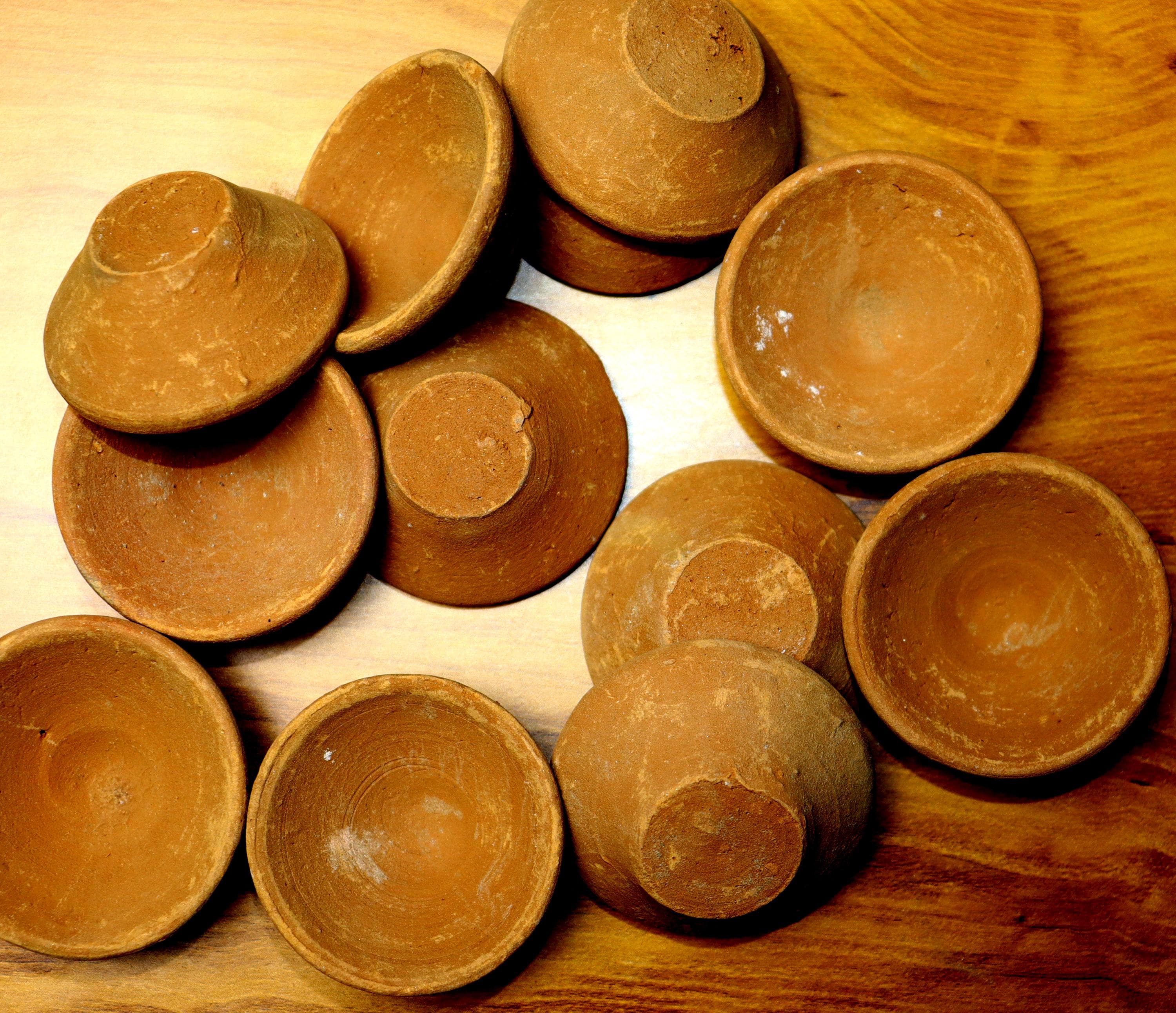 Set of 10 Mud Clay Diya Mitti Deepak Diwali Festival Decor Handmade ...