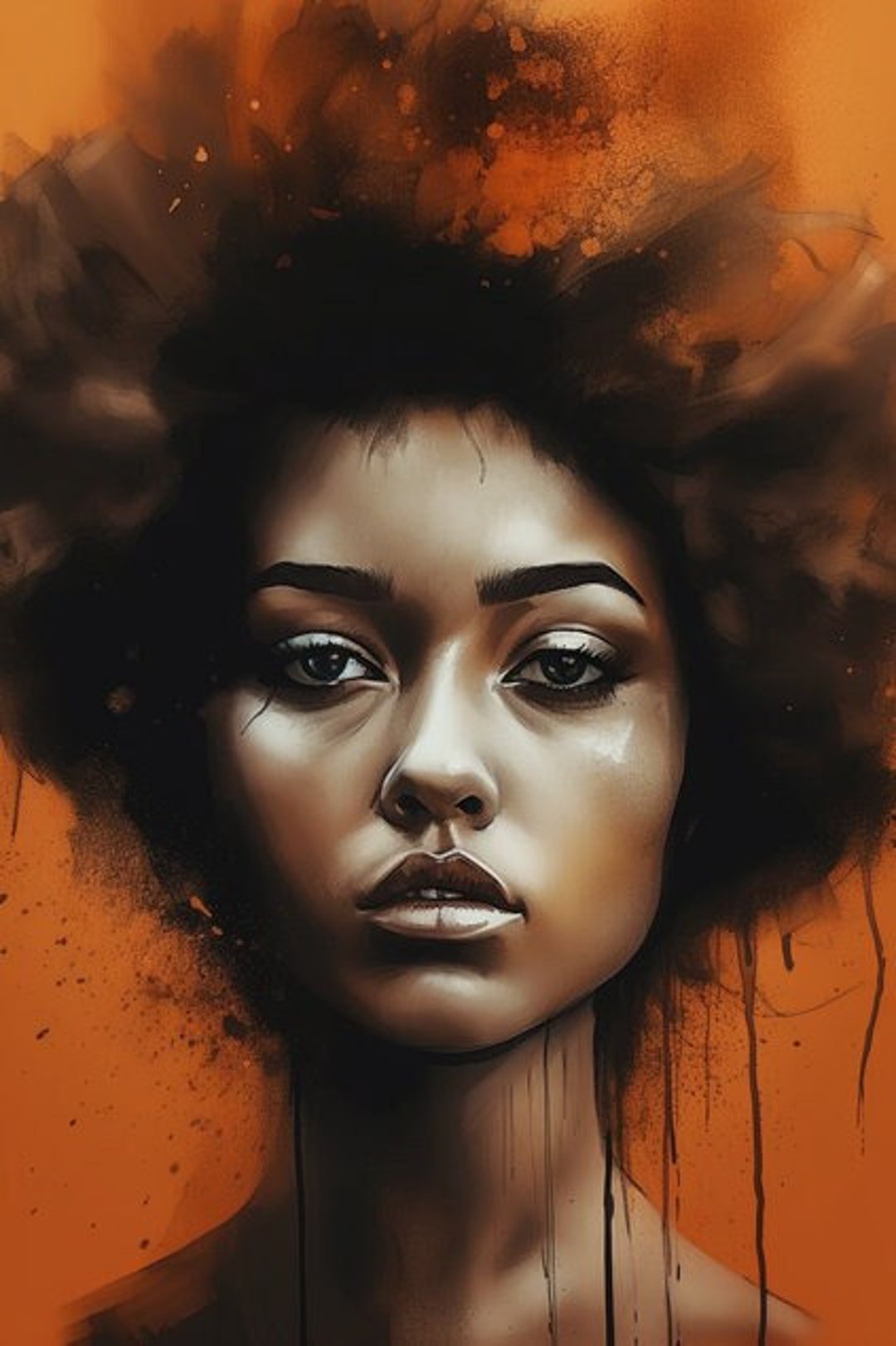 African Woman, Gritty Style, Digital Print, High Resolution PNG ...