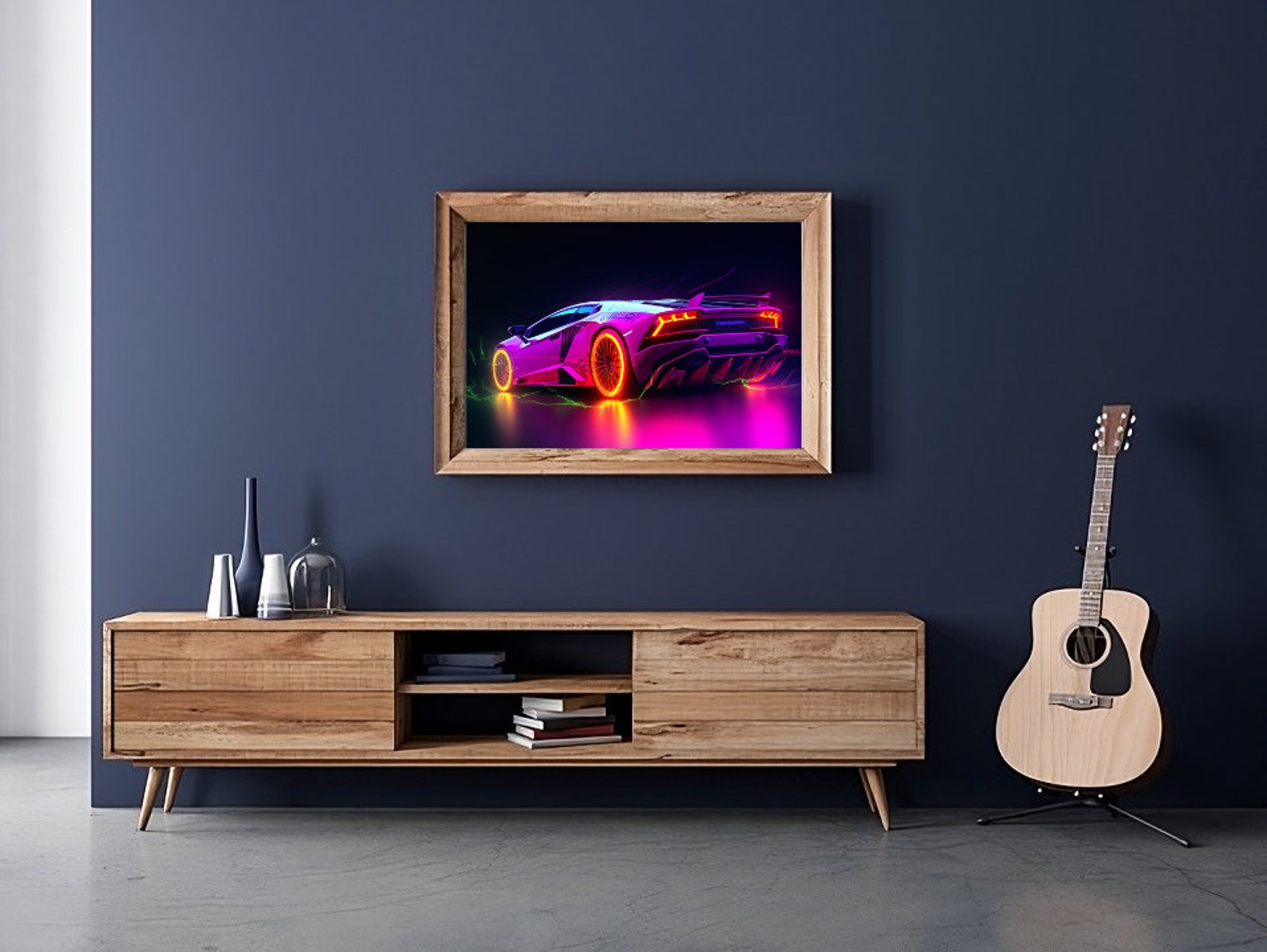 Lamborghini Neon Pink, Digital Print, Car Reflection, Lambo, Neon Pink ...