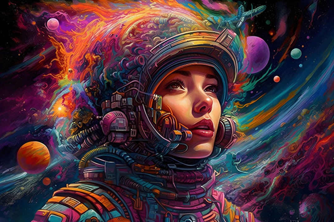 Cosmic Woman, Space Art, AI Artwork, Surreal Art, Astronaut Artwork, AI ...