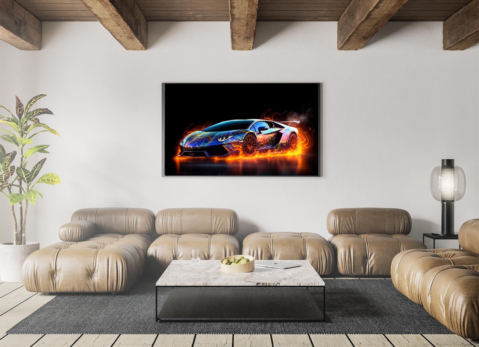 Lamborghini Fire, Digital Art, Digital Print, Car, Lambo, Firey, Neon ...