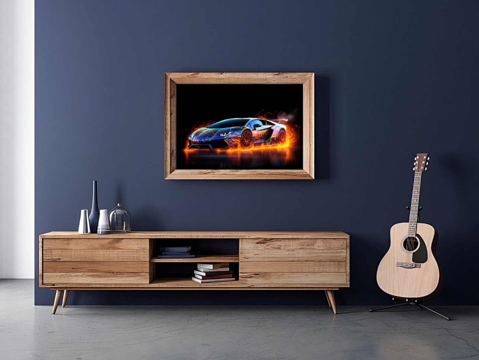 Lamborghini Fire, Digital Art, Digital Print, Car, Lambo, Firey, Neon ...