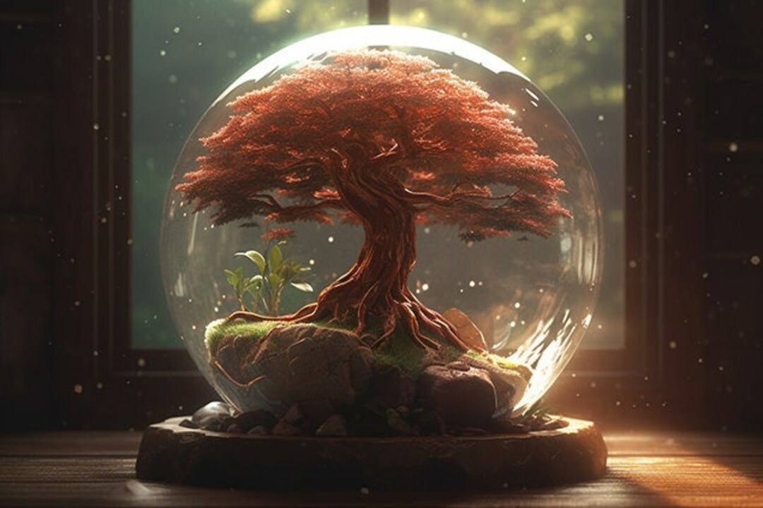 Bonsai Tree Orb Light Window Orb With Bonsai Tree Inside - Etsy