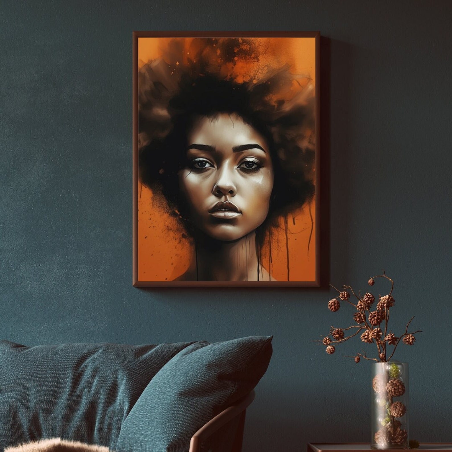 African Woman, Gritty Style, Digital Print, High Resolution PNG ...