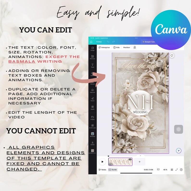 Muslim Wedding Animated Invitation| Beige&gold|floral|2 Parts| Nikkah ...