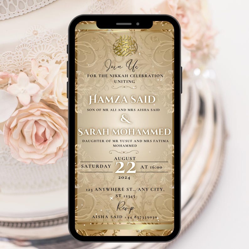 Muslim Wedding Animated Video Invitation | 3D Motion| 3 Parts| Gold ...