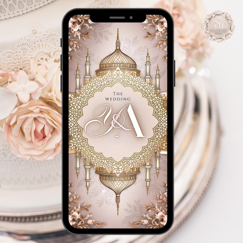 Muslim Wedding Animated Invitation| Beige&gold|floral|2 Parts| Nikkah ...
