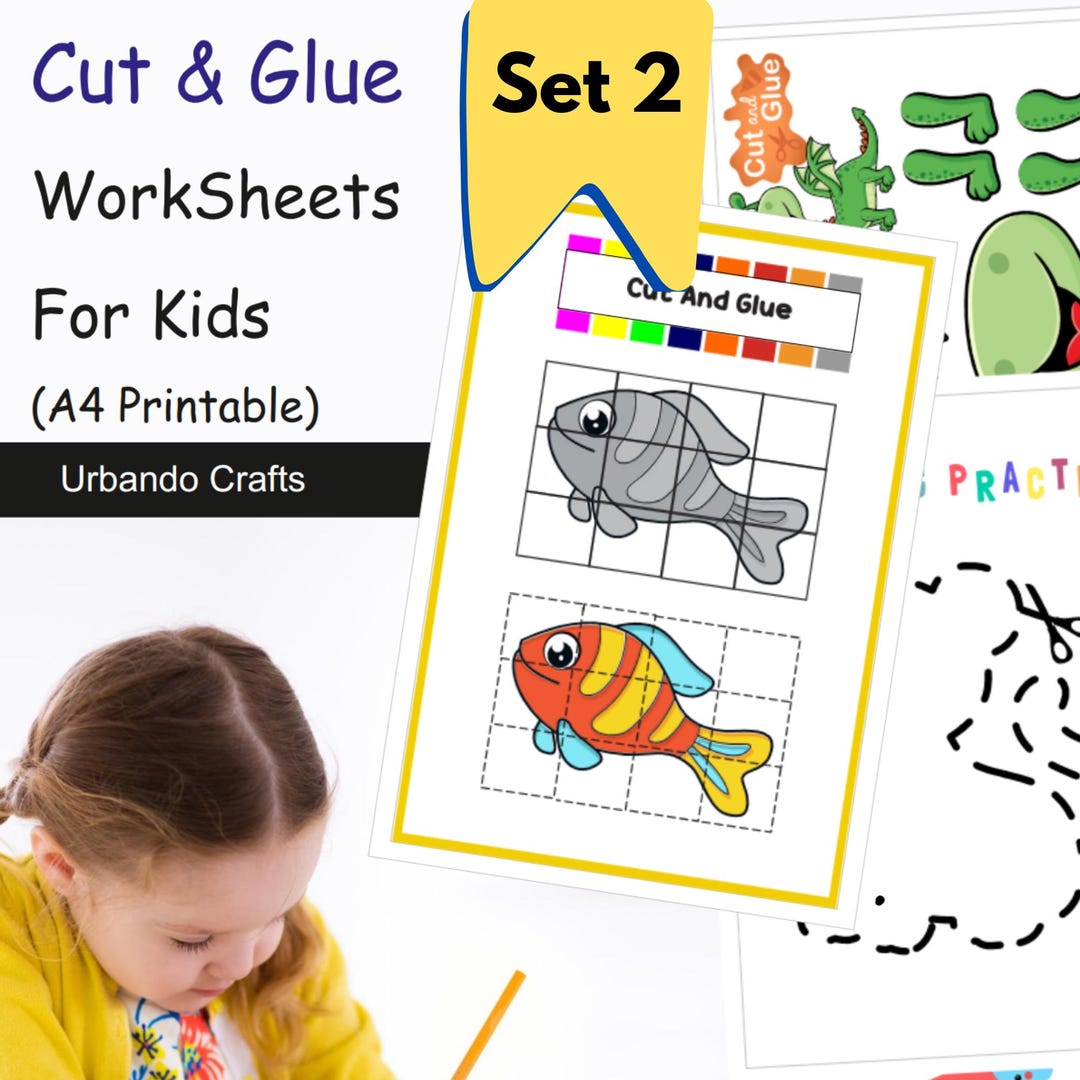 Cut and Glue Activity Sheets: 100+ Printable Kids Crafts (PDF) - Etsy