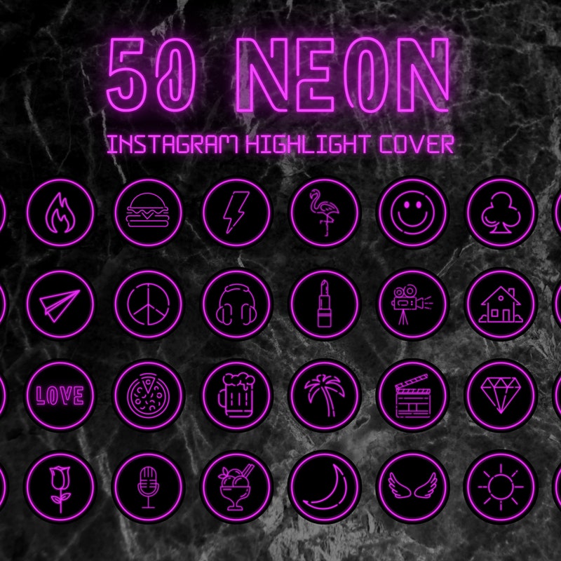 Neon Purple Icons - Etsy
