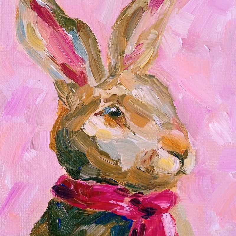 Rabbit Oil Painting - Etsy