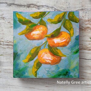Mandarins Oil Painting Tangerine Canvas Original Painting Fruit Kitchen ...
