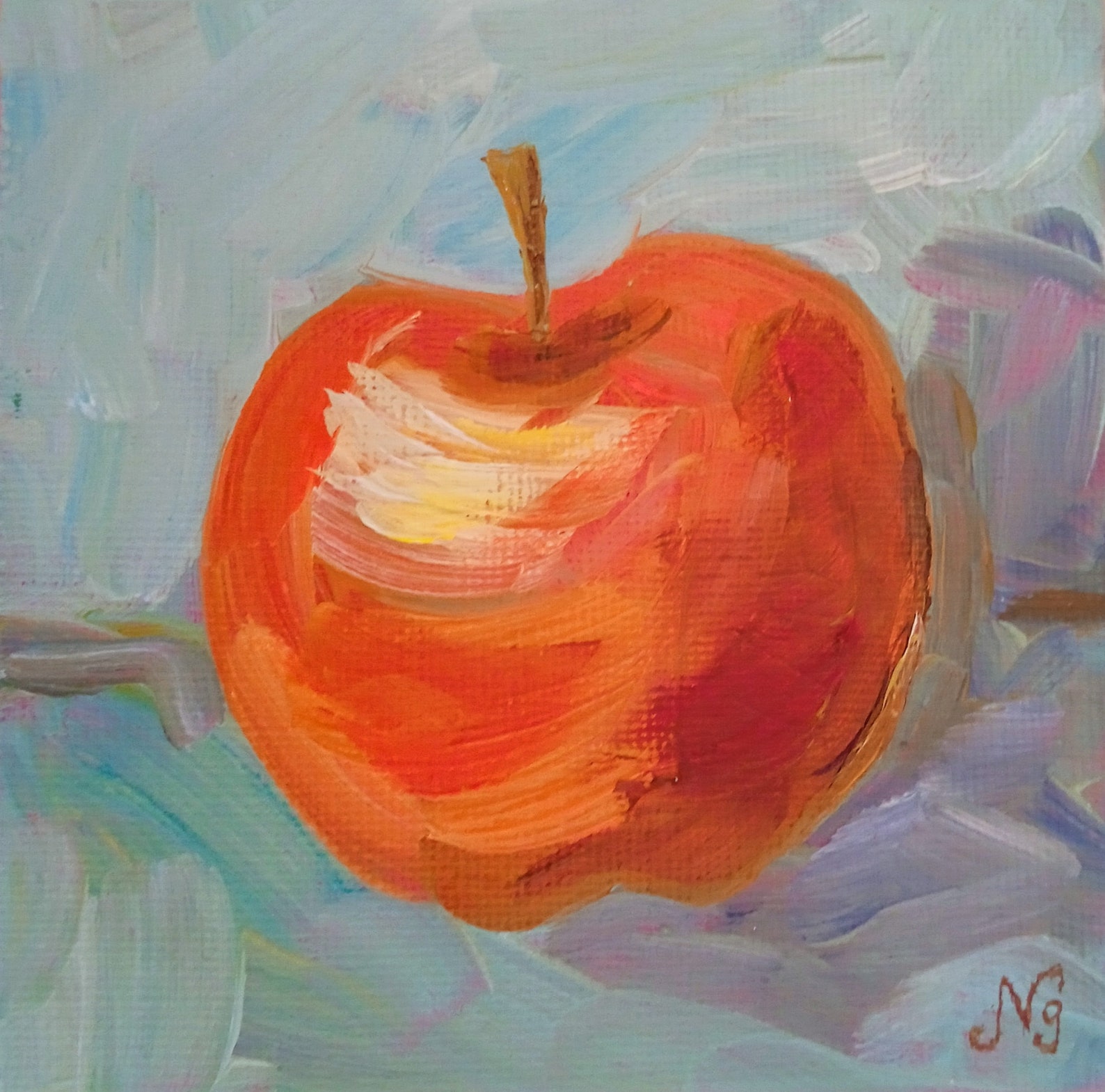 Apple Oil Painting Fruit Original Art Kitchen Apple Mini Wall Art Small ...