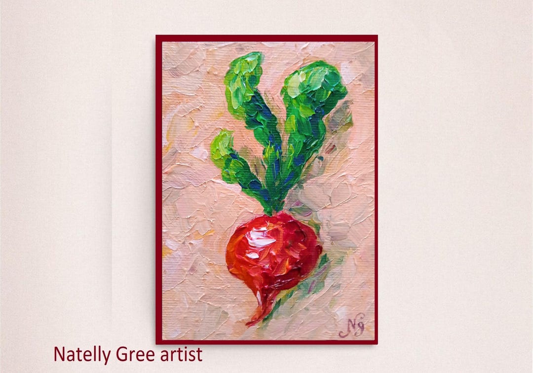 Radish Oil Painting Original Kitchen Wall Art Red Radish Impasto Canvas ...
