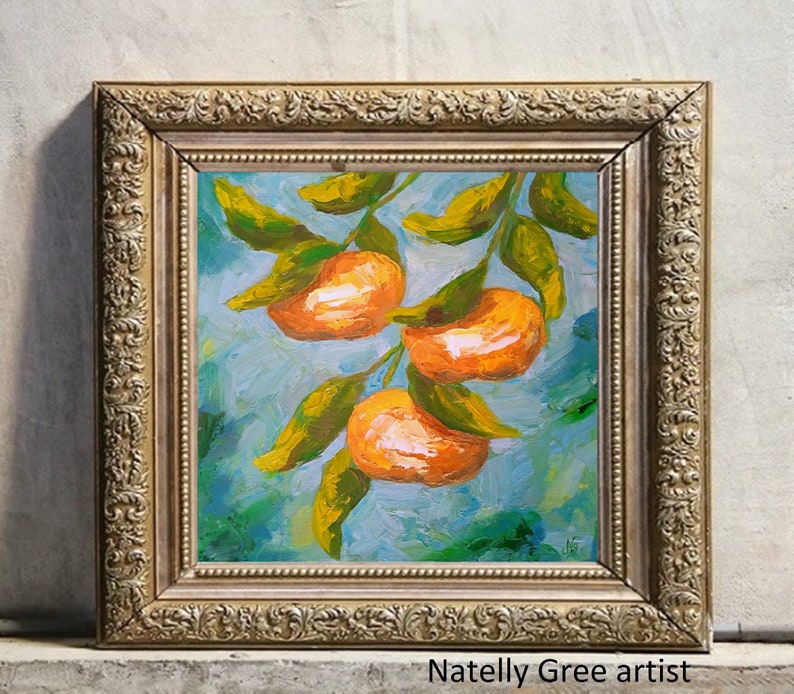Mandarins Oil Painting Tangerine Canvas Original Painting Fruit Kitchen ...