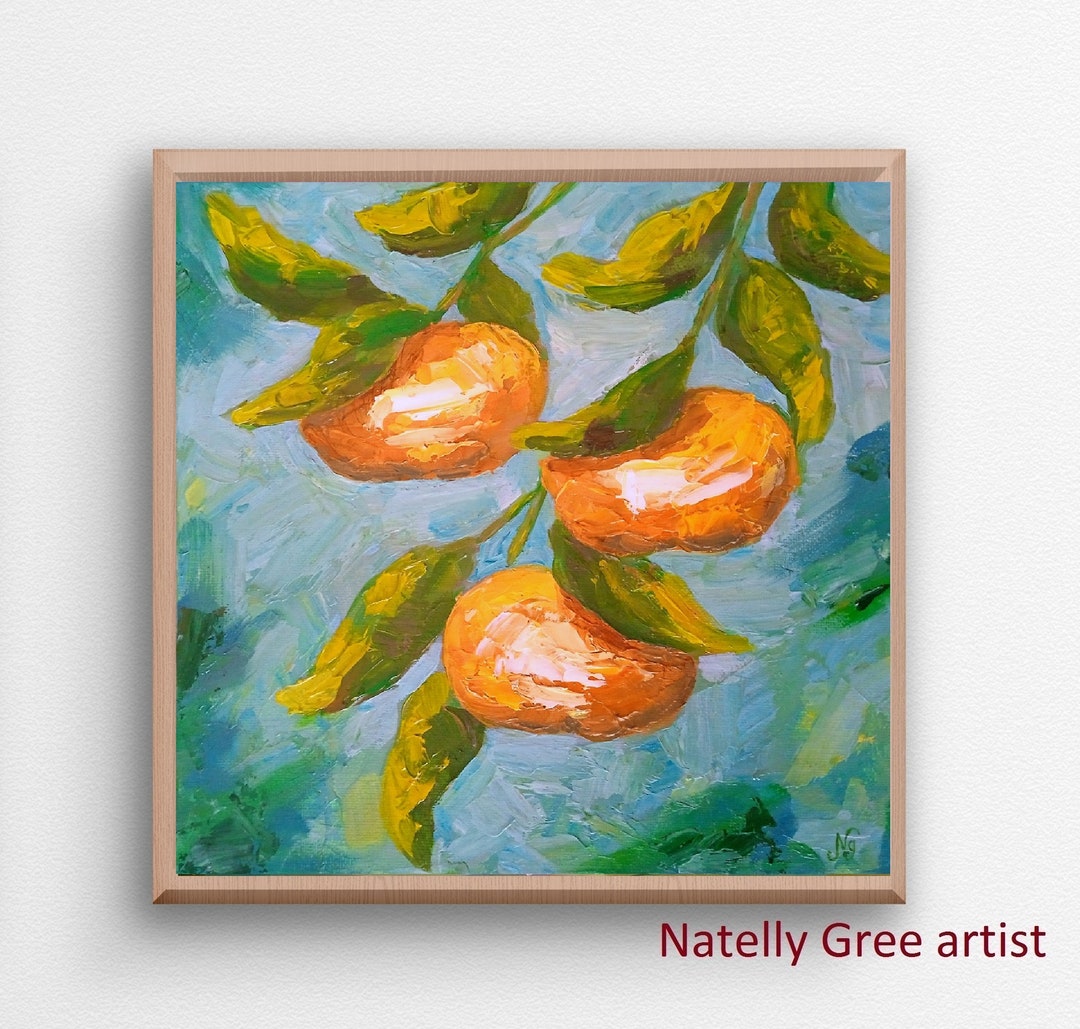 Mandarins Oil Painting Tangerine Canvas Original Painting Fruit Kitchen ...