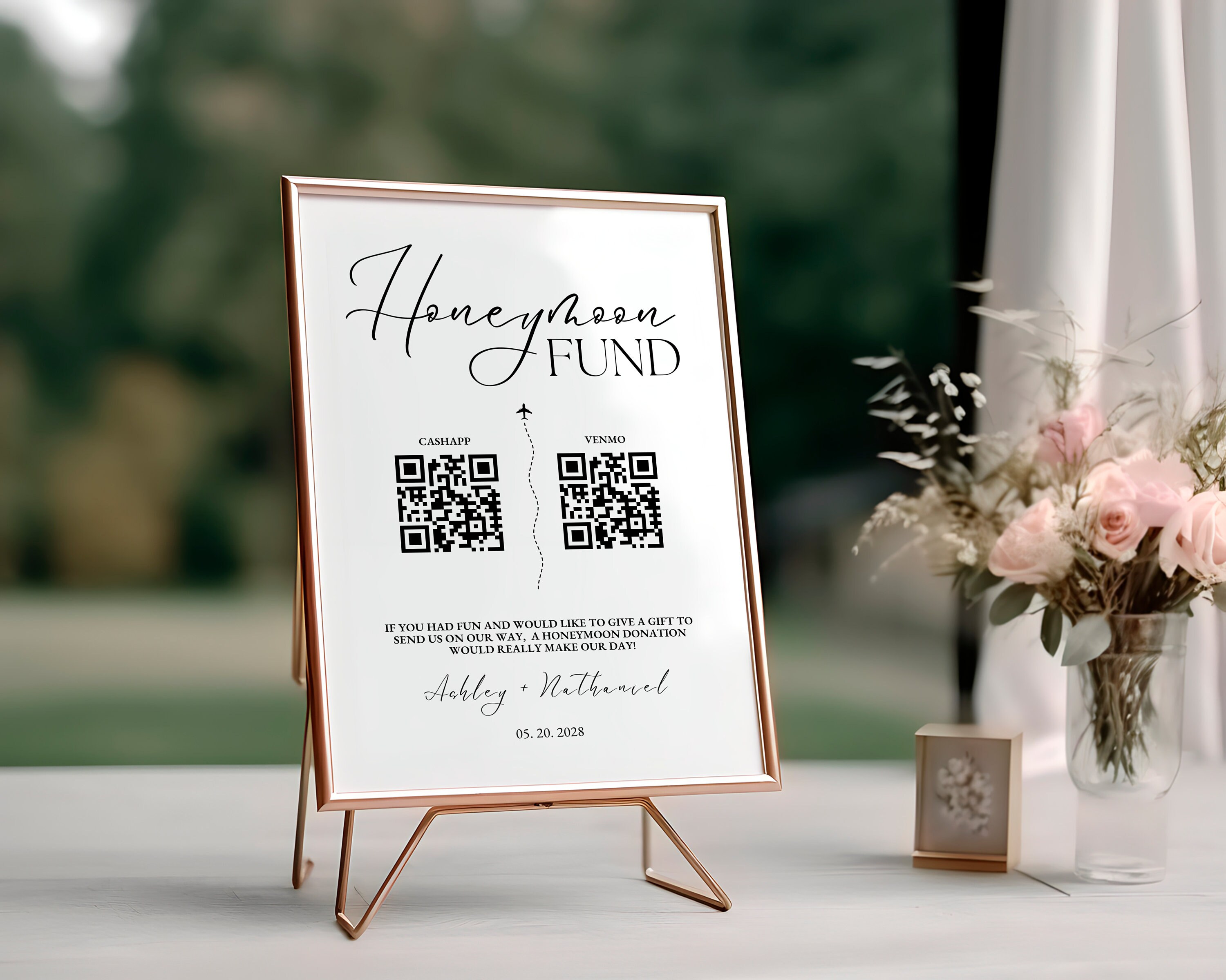 Honeymoon Fund QR Code Wedding Sign, Minimalist Design (digital ...