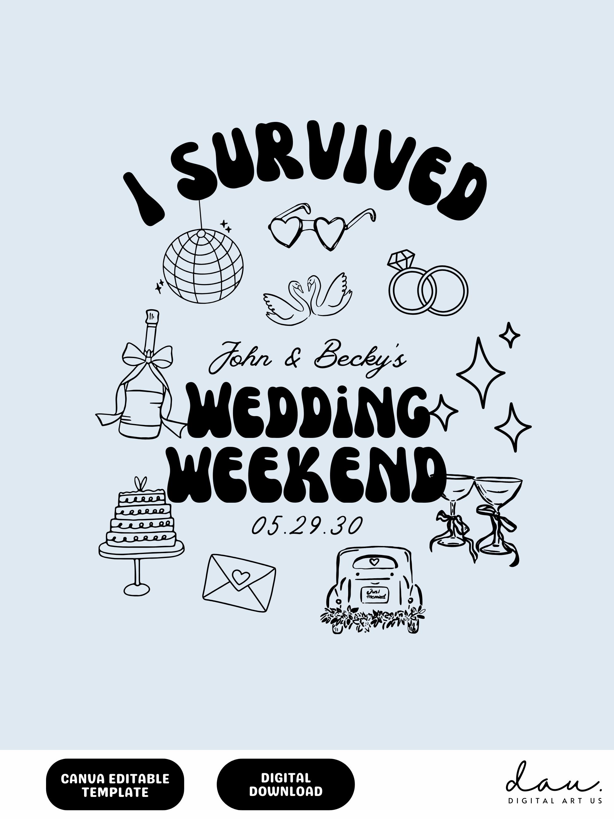 Custom I Survived Funny Wedding Digital Download for Wedding T Shirt ...