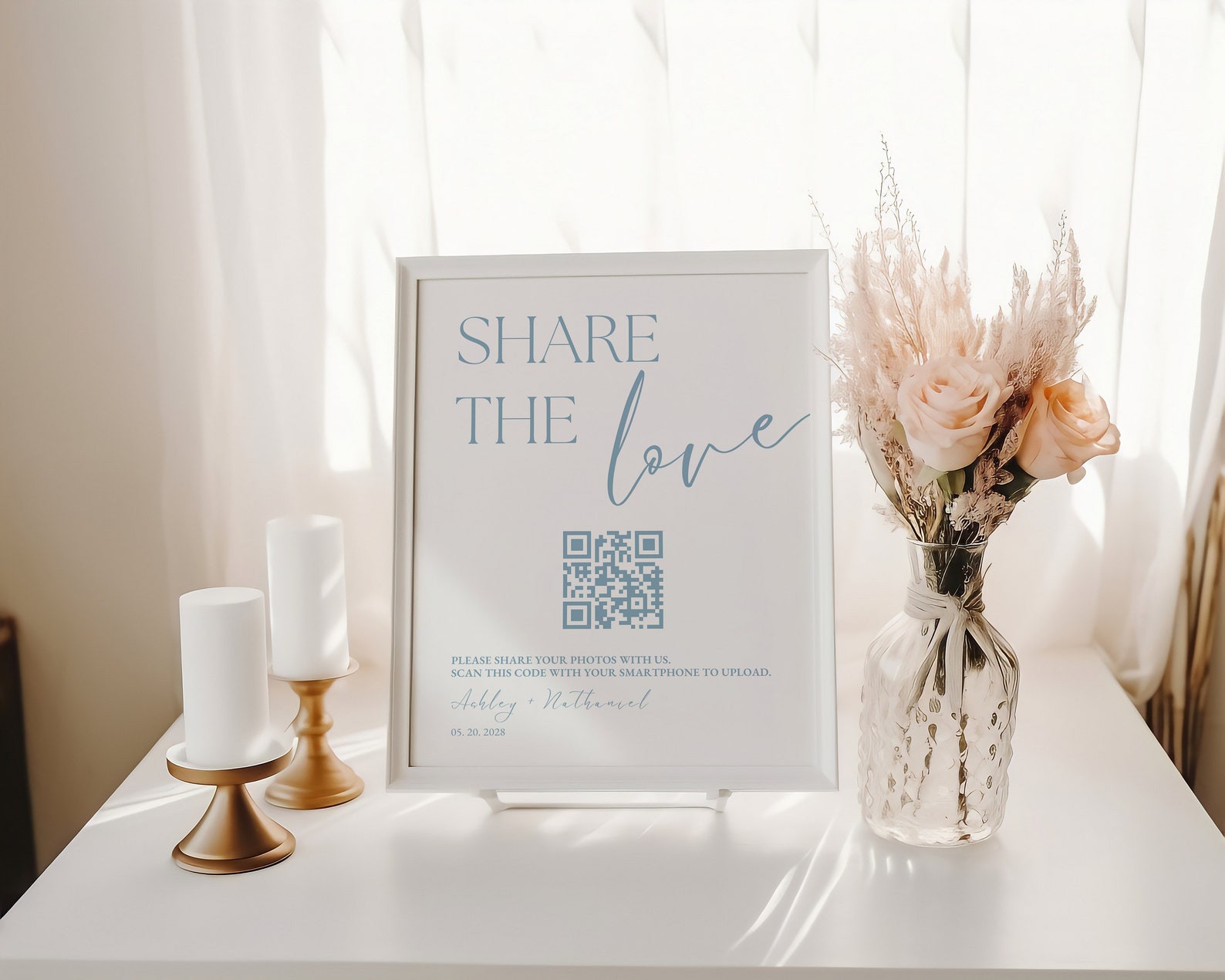Sign QR Code Wedding Reception Sign for Photo Album Sharing QR Wedding ...
