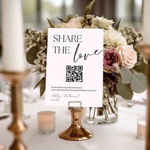 QR Code Sign Wedding Minimalist Photo Album Sharing QR Wedding Signs ...