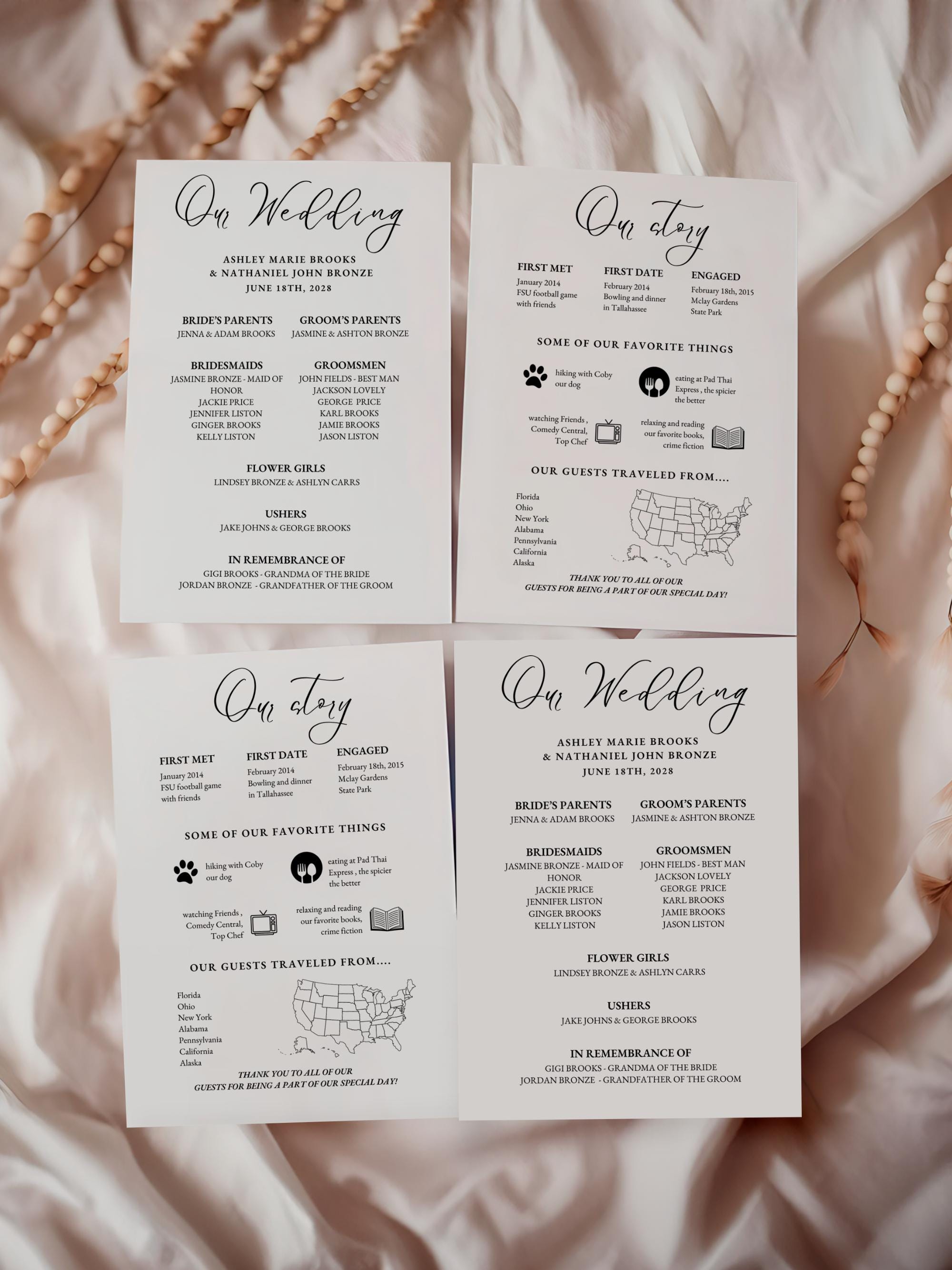Infographic Wedding Program Template for Modern Wedding Ceremony Unique ...
