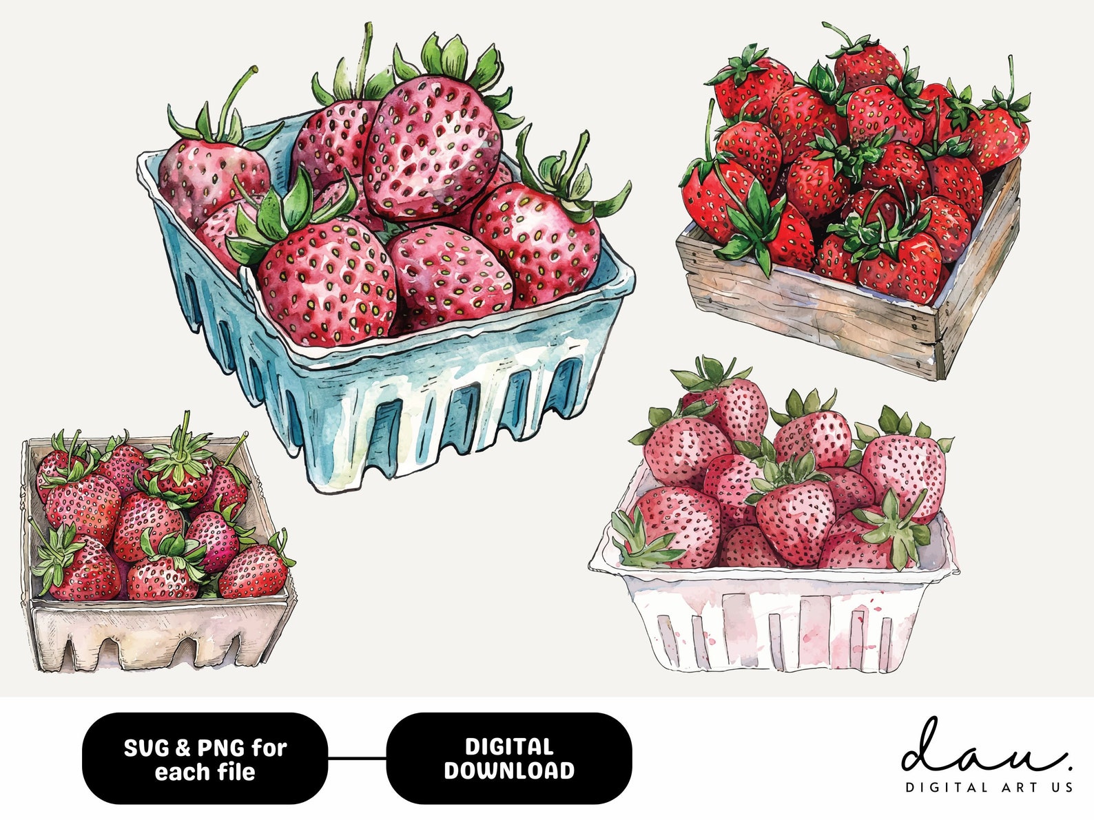 Strawberry SVG Bundle Clipart Watercolor Ribbon Bow PNG Coquette Bow ...