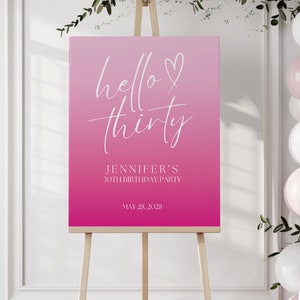 Modern Birthday Welcome Sign Template for Pink Birthday Decor Editable ...