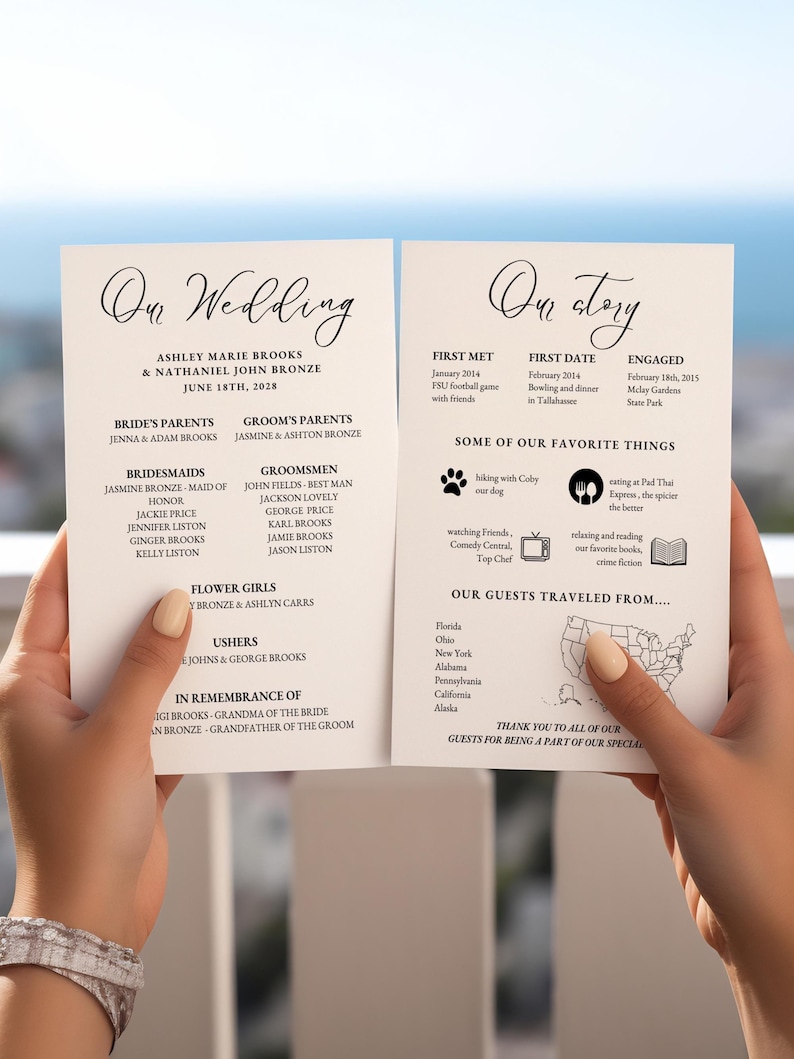 Infographic Wedding Program Template for Modern Wedding Ceremony Unique ...