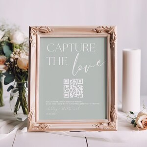 Wedding QR Code Sign Template Sage Green Photo Album Sharing QR Wedding ...