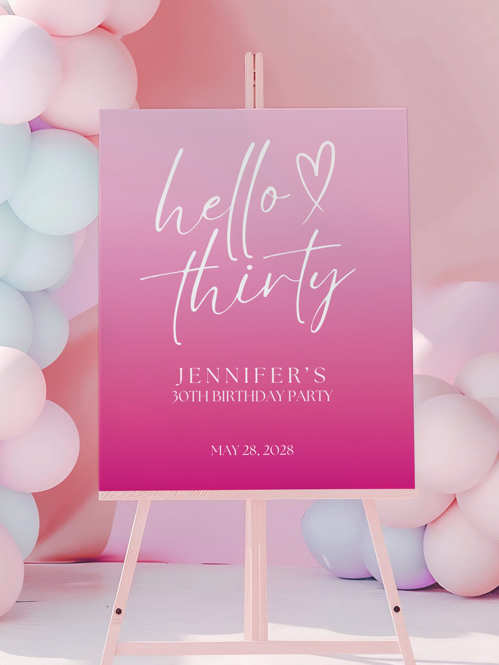 Modern Birthday Welcome Sign Template for Pink Birthday Decor Editable ...