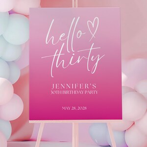 Modern Birthday Welcome Sign Template for Pink Birthday Decor Editable ...