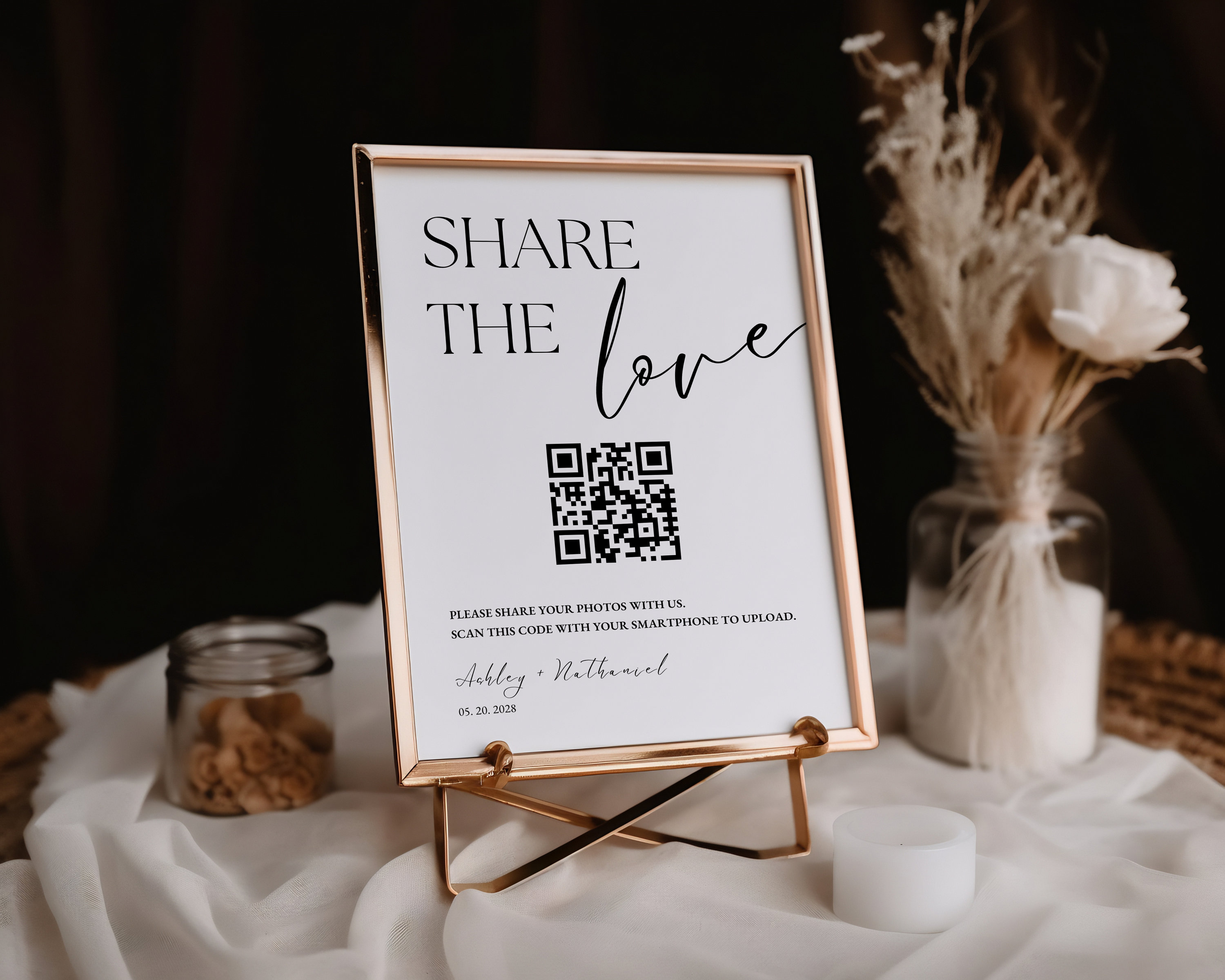 QR Code Sign Wedding Minimalist Photo Album Sharing QR Wedding Signs ...