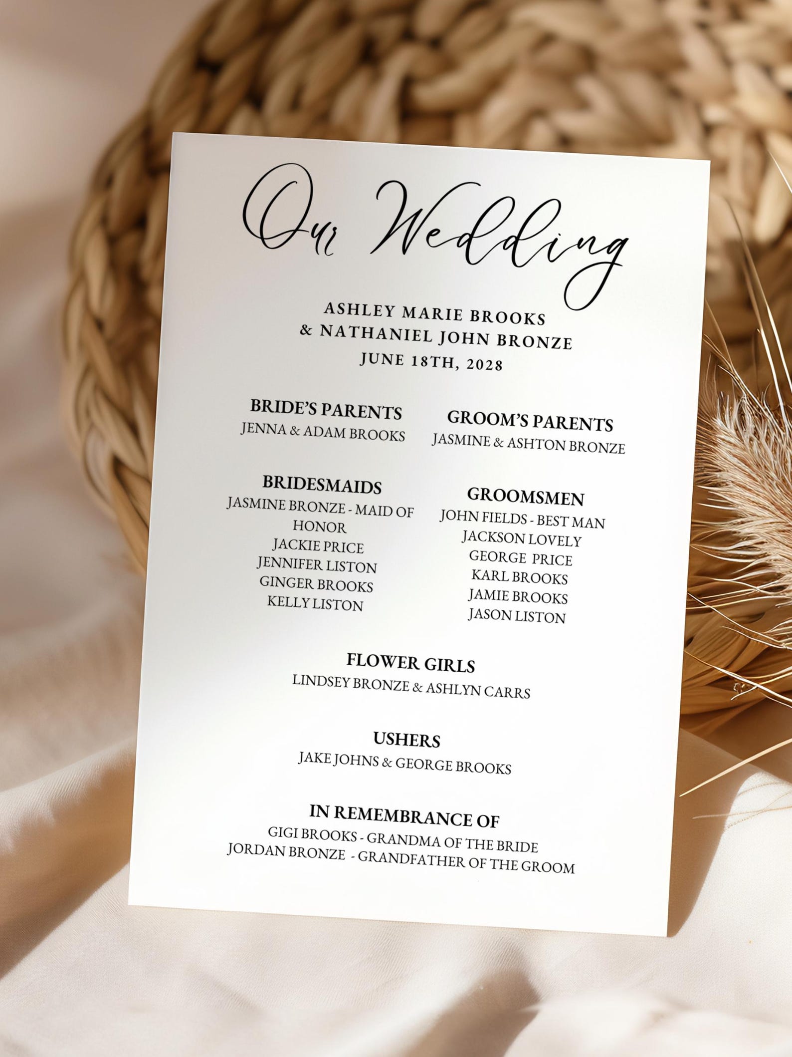 Infographic Wedding Program Template for Modern Wedding Ceremony Unique ...