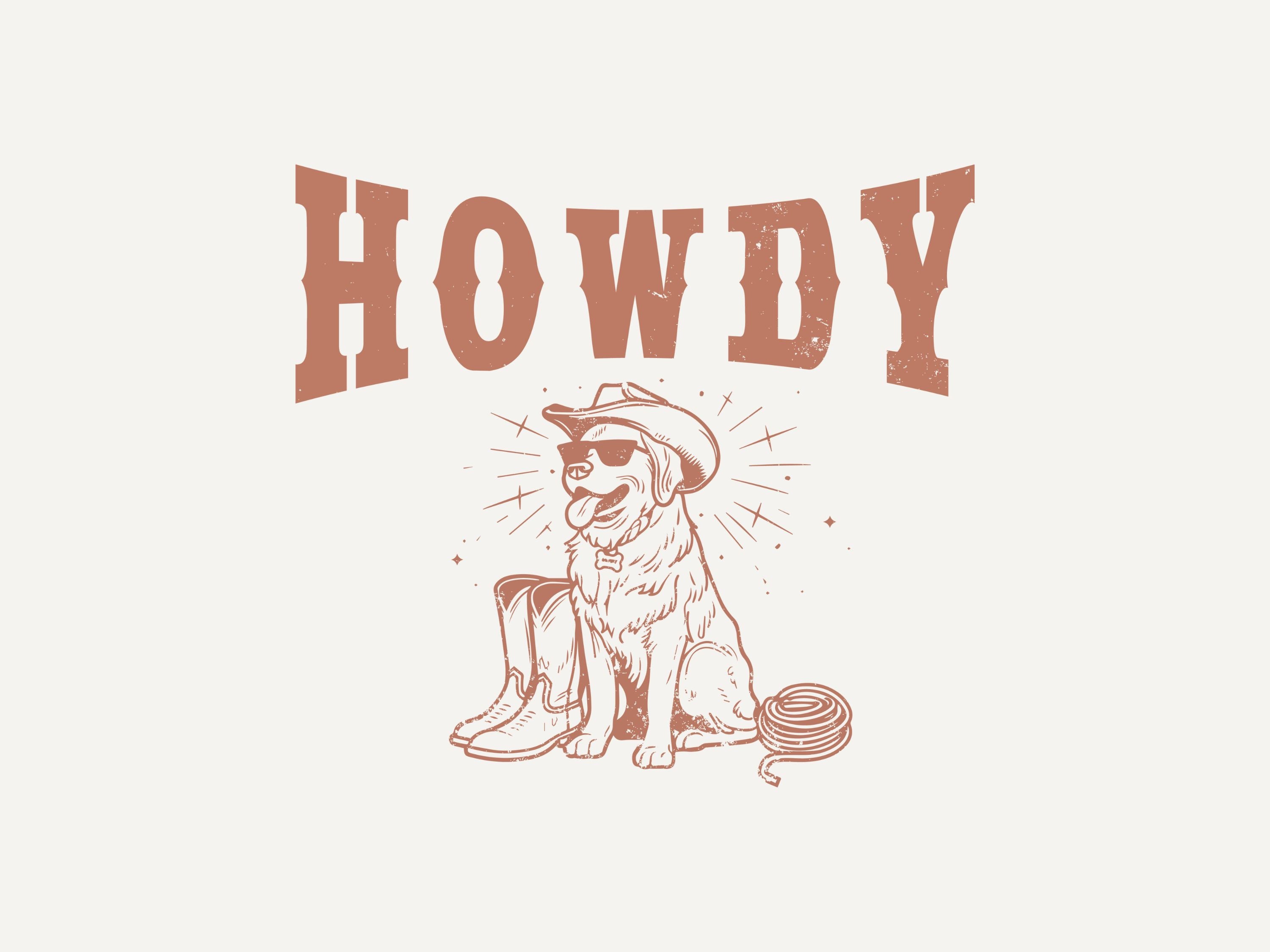 Howdy Western SVG Golden Retriever Dog PNG for Retro Vintage T Shirt ...