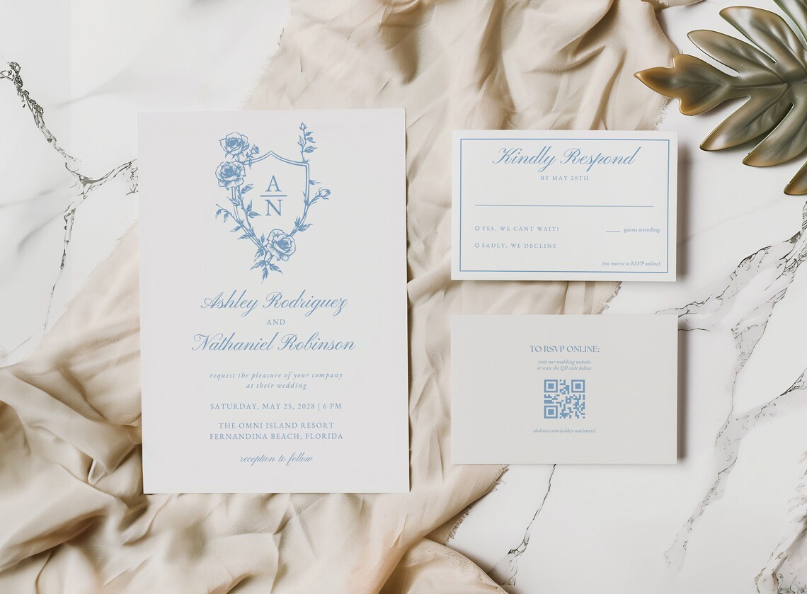 Elegant Monogram Wedding Invitations Bridgerton Wedding Collection Line Art Emblem Invite RSVP ...