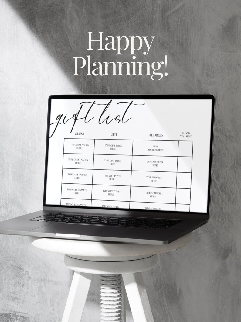 Printable Gift Tracker Template for Wedding Thank You Notes Editable ...