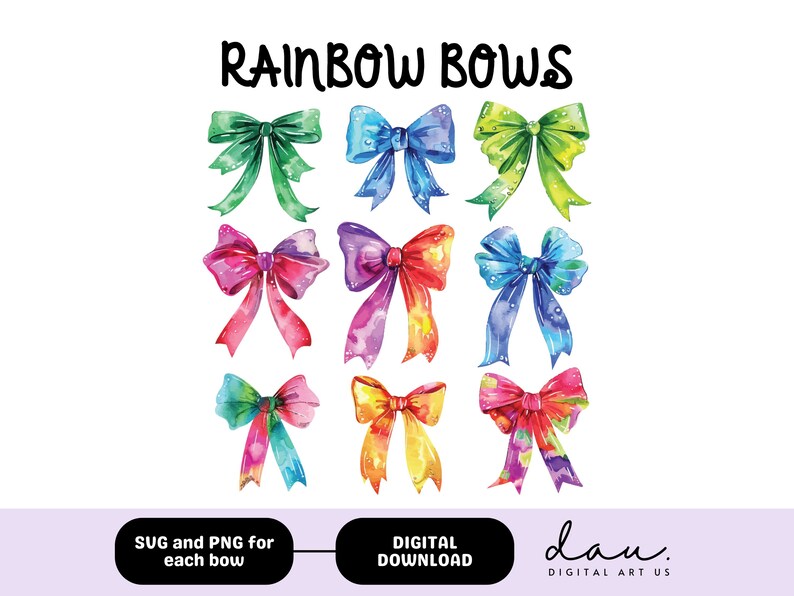 Rainbow Bow Png Colorful Bow Svg Ribbon Bright Bow Svg Lisa Frank Theme ...