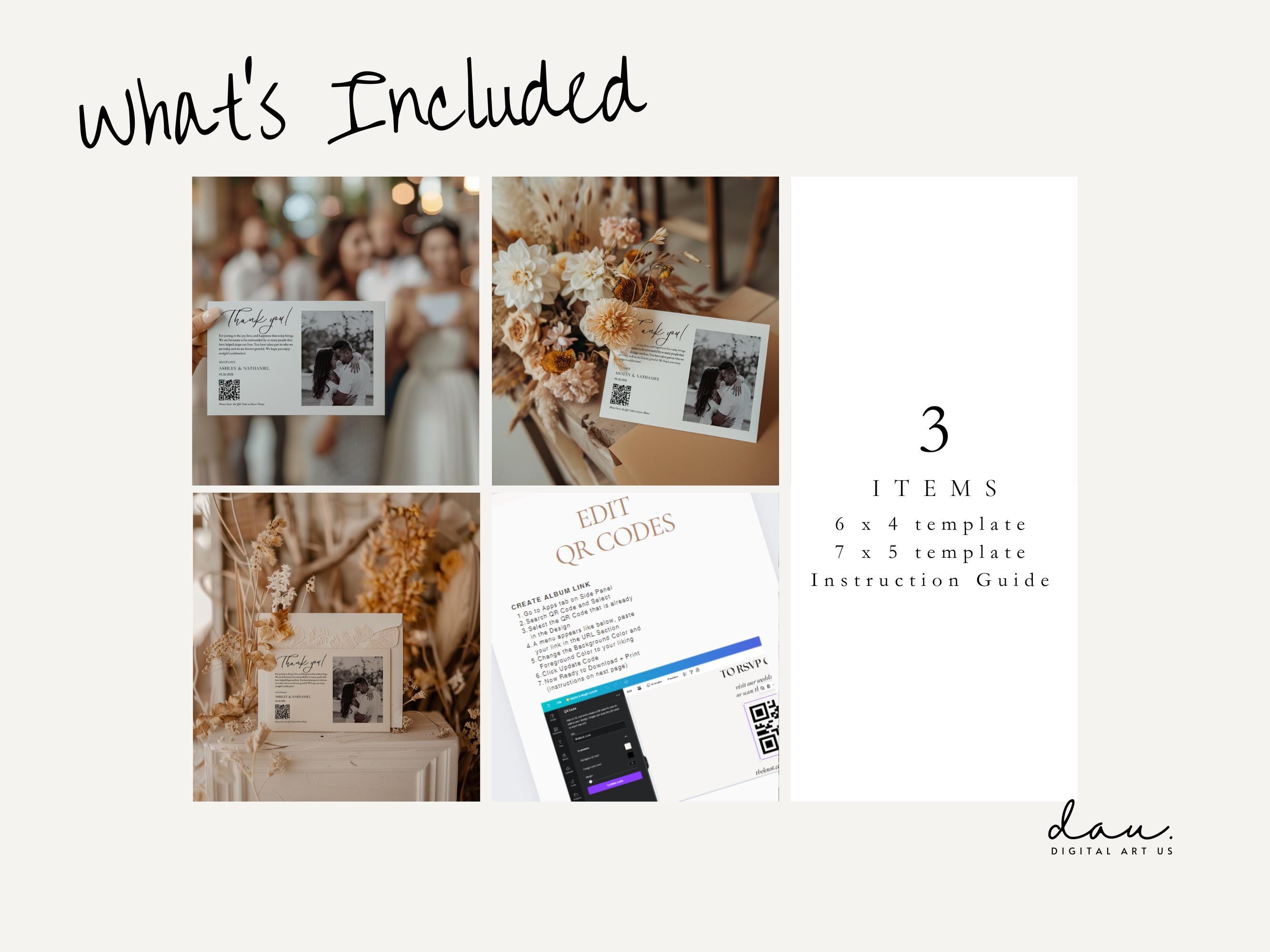 QR Code Card Wedding Photo Sign Template for Photo Sharing QR Code ...