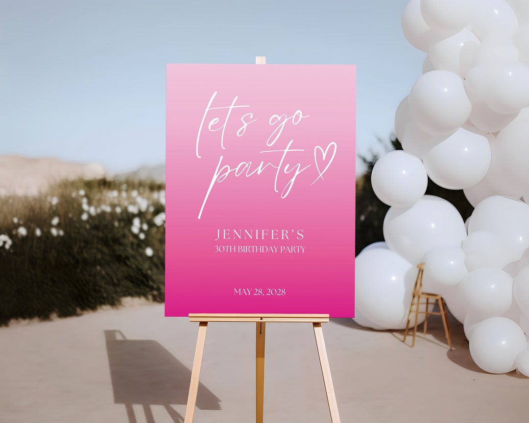 Editable Barbie Sign for Barbie Theme Party Pink Canva Template for ...