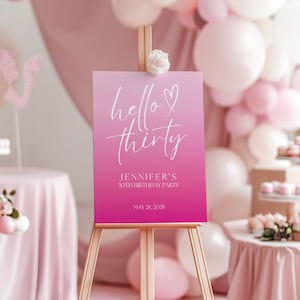 Modern Birthday Welcome Sign Template for Pink Birthday Decor Editable ...